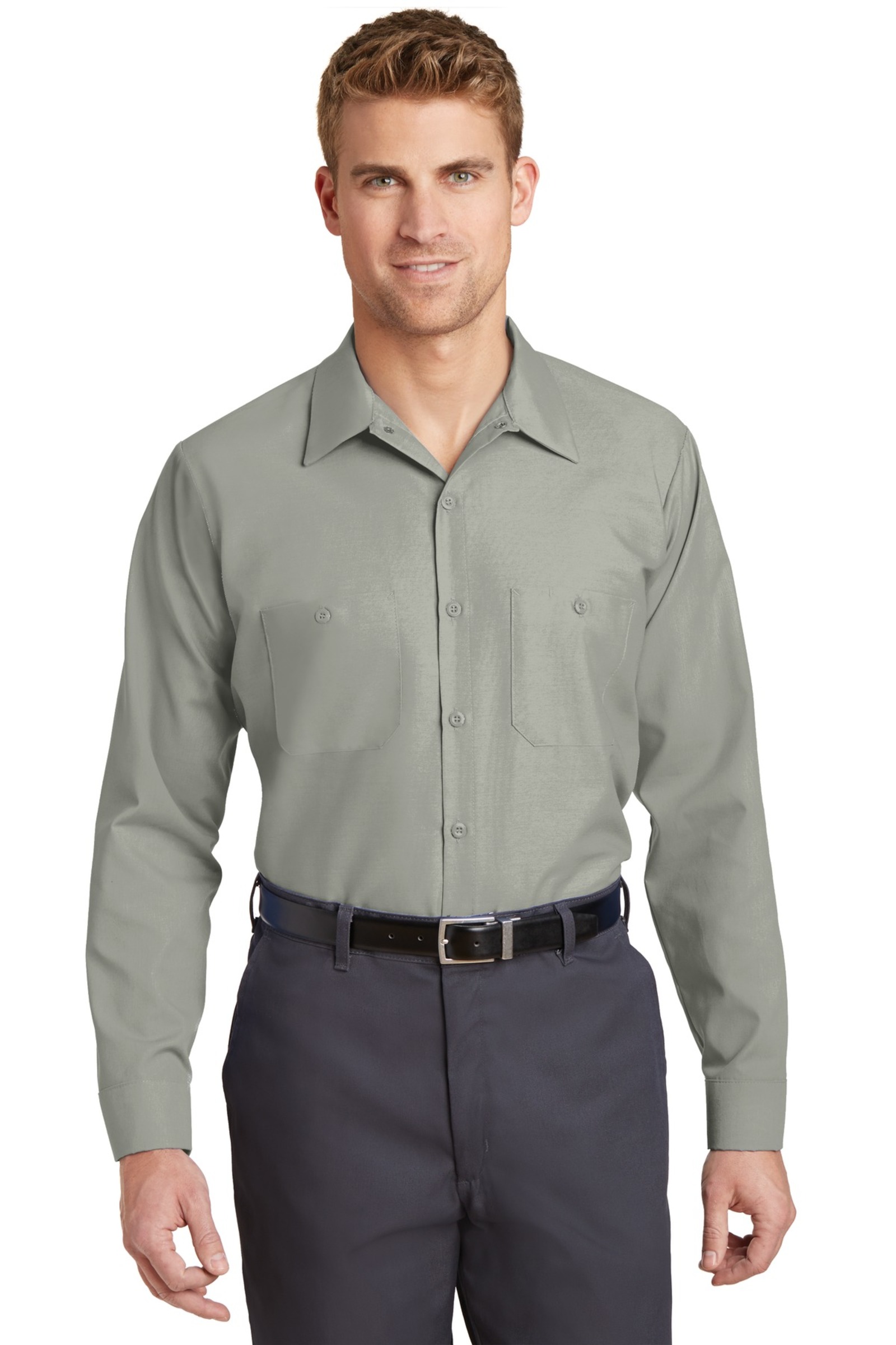 Red Kap Embroidered Men's Long Sleeve Industrial Work Shirt - Queensboro