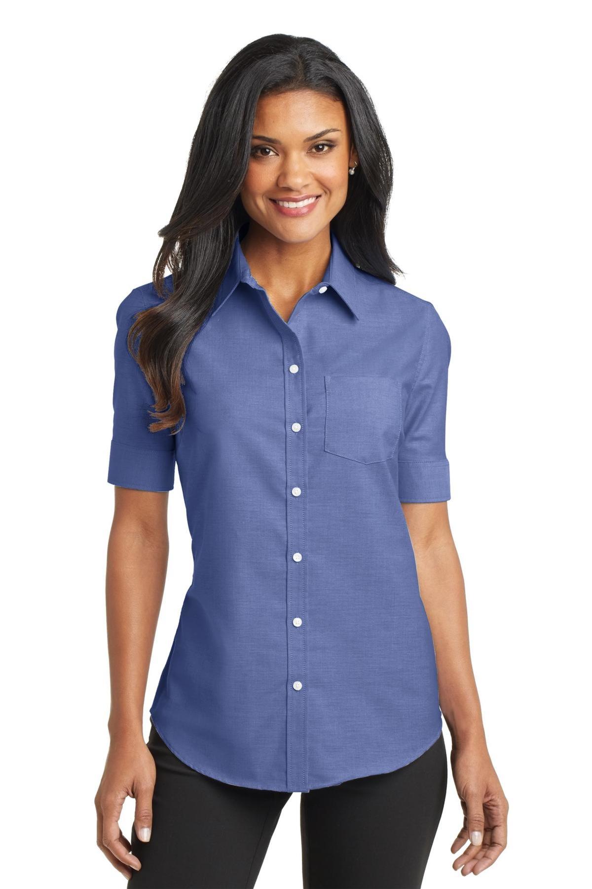 Port Authority Embroidered Women's Short Sleeve SuperPro Oxford Shirt ...