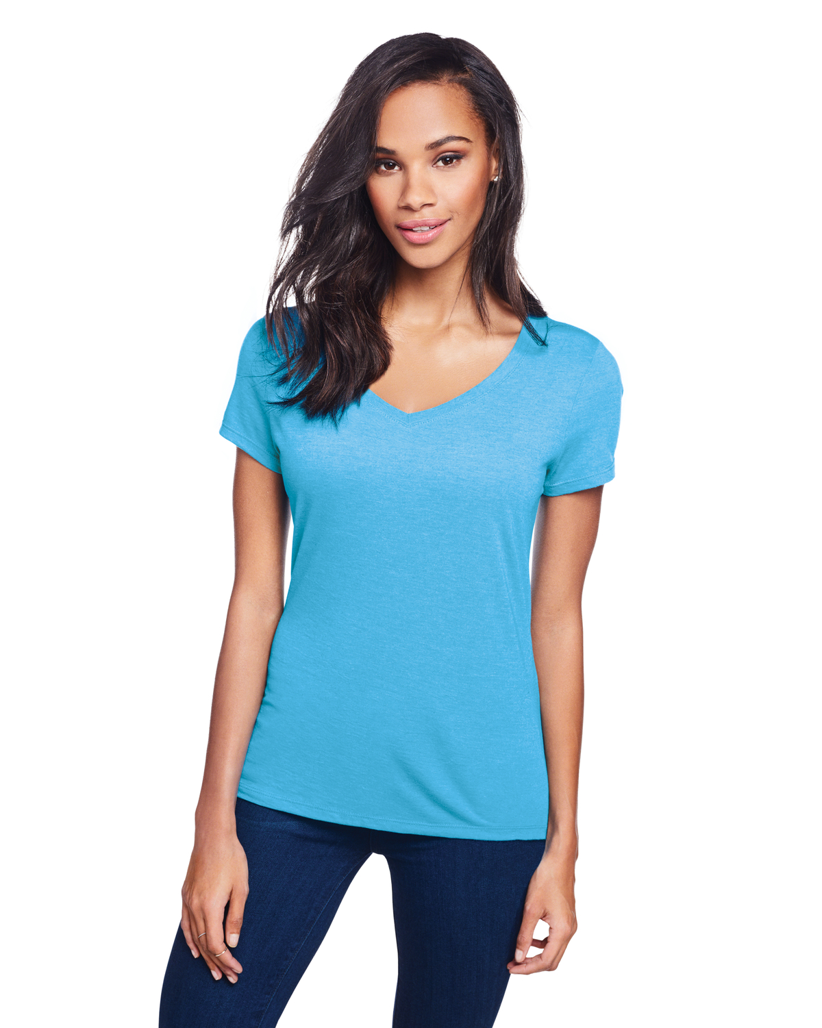 District Embroidered Women's Perfect Tri V-Neck Tee - Queensboro
