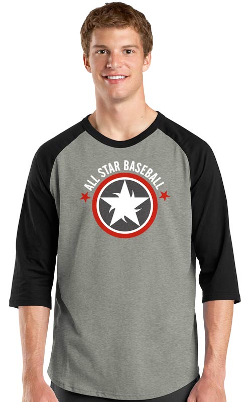 Printed Anvil Raglan Baseball Tee - Queensboro