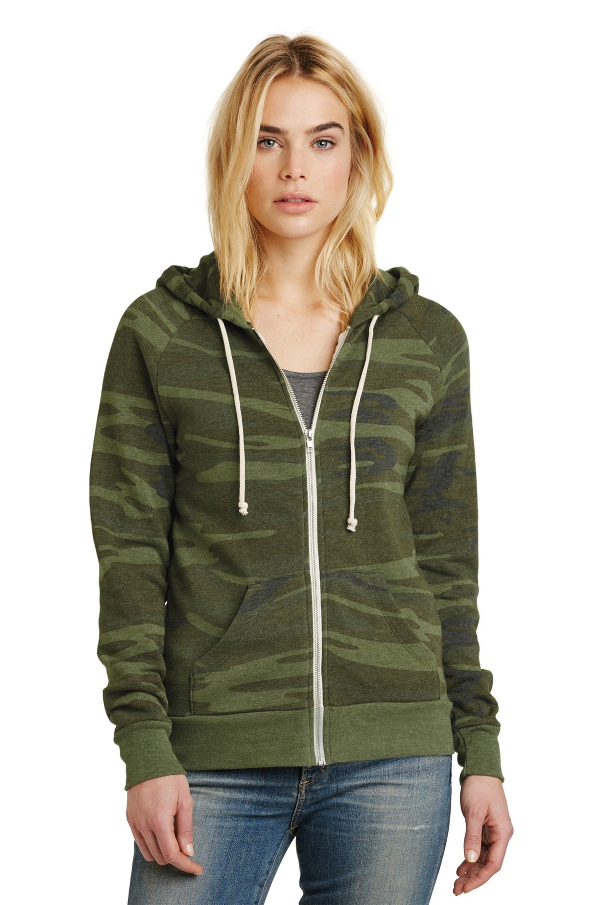 Alternative Embroidered Women's Adrian Eco-Fleece Zip Hoodie - Queensboro