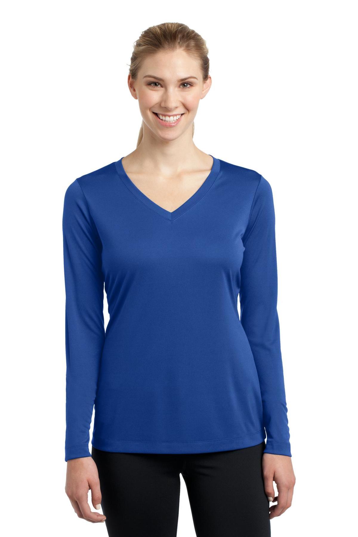 Sport-Tek Printed Women's Long Sleeve V-Neck Competitor Tee - Queensboro