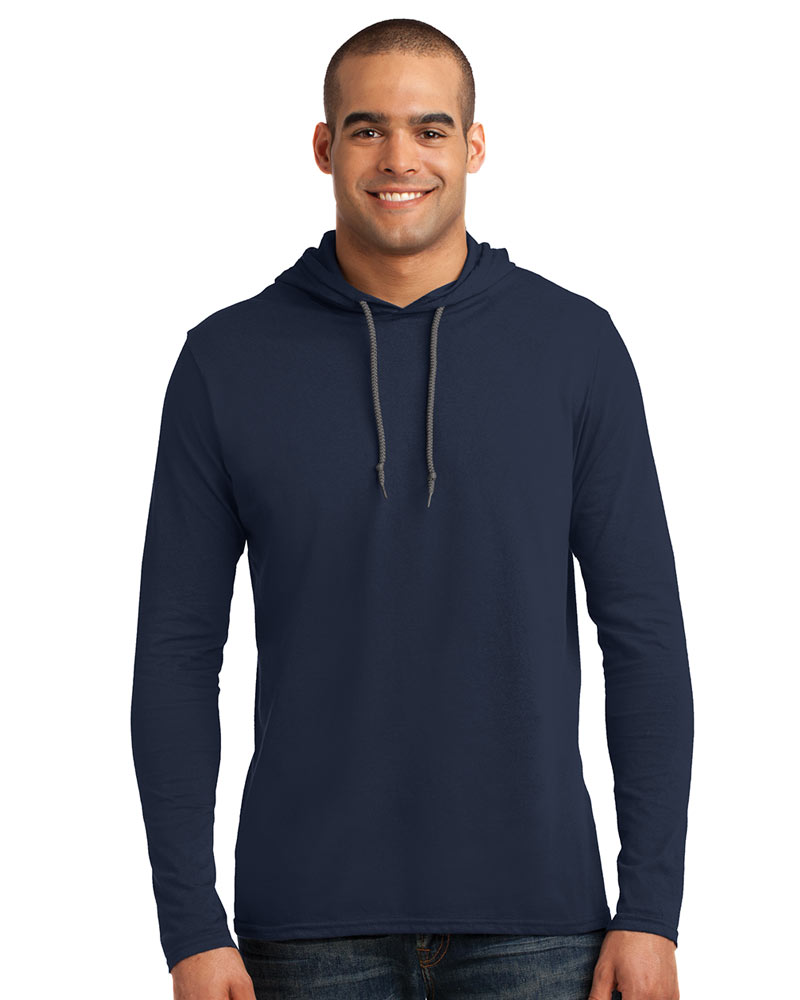 Printed Anvil Lightweight Long-Sleeve Hooded T-Shi - Queensboro